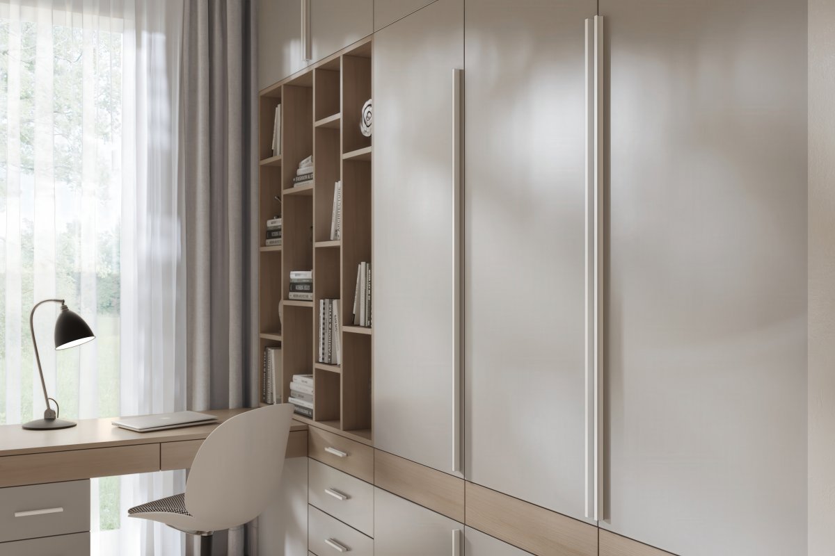 Furniture handle GTV GROOVE, C=320 mm, L=360 mm, Al, white matt - GTV