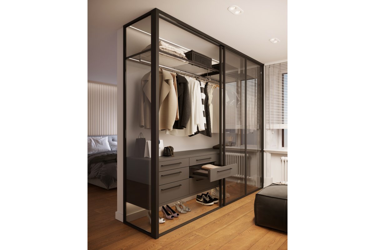 GTV AXIS PRO drawer H=84, L=350, soft-close, side with glass ...