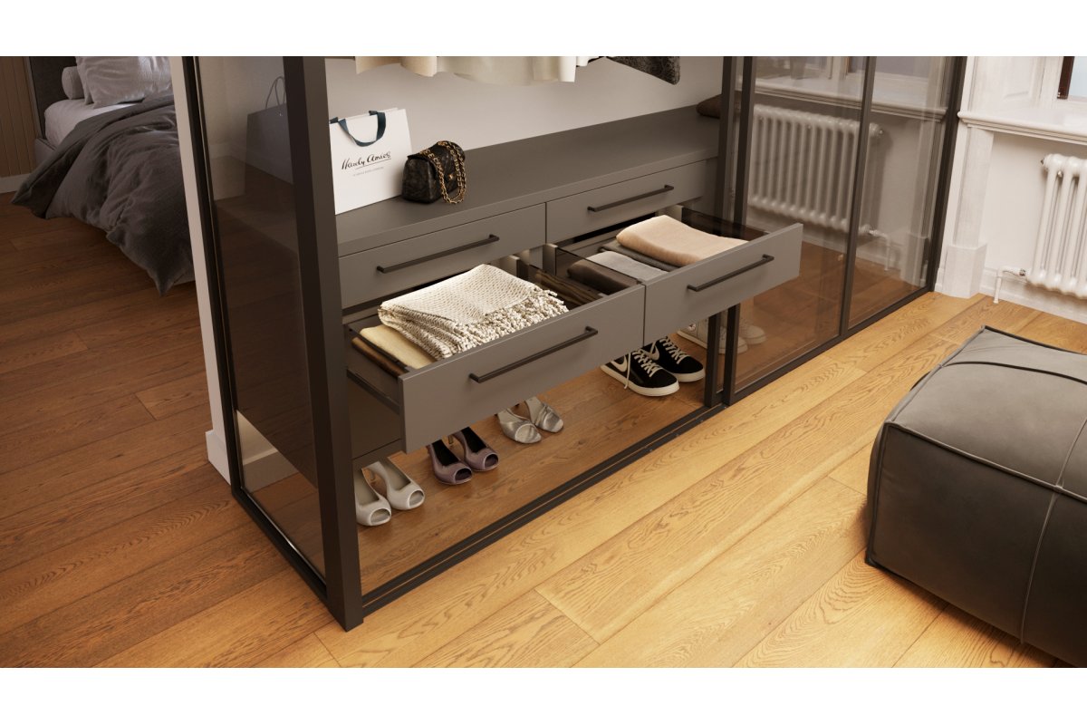 GTV AXIS PRO drawer H=116, L=500, soft-close, side with glass ...