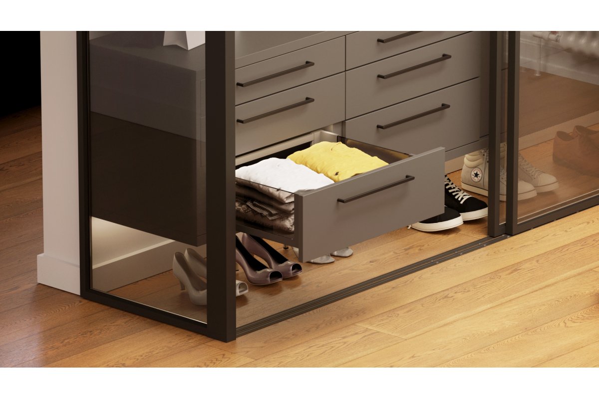 GTV AXIS PRO drawer H=116, L=500, soft-close, side with glass ...