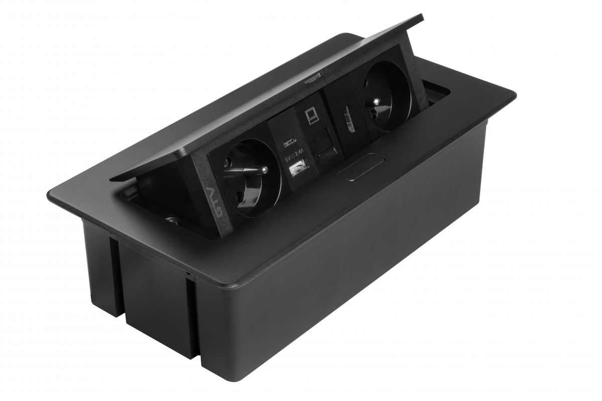 Furniture socket MULTISOFT, 2xSHUKO, USB A+C, RJ45, HDMI cable 1.5 m ...